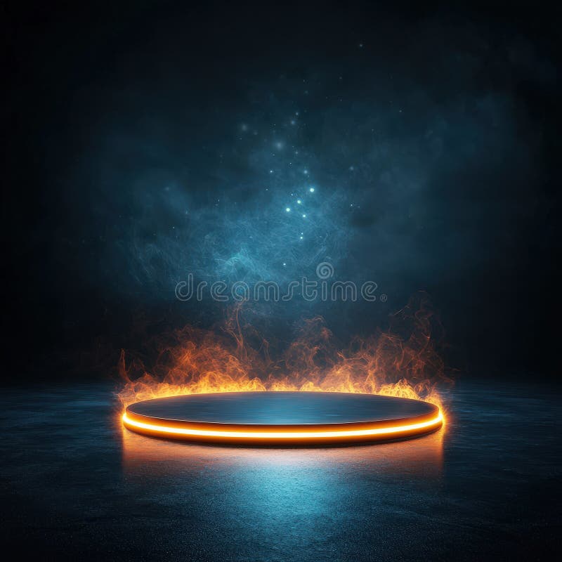 Fiery Glowing Circular Stage Platform Background Stock Illustration ...
