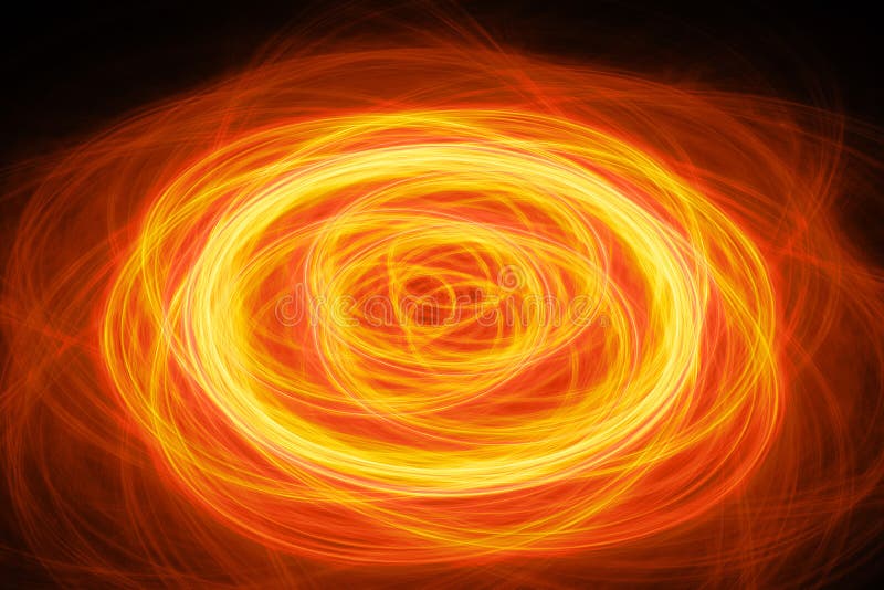 Fiery Circular Motions on Black Background Stock Illustration ...