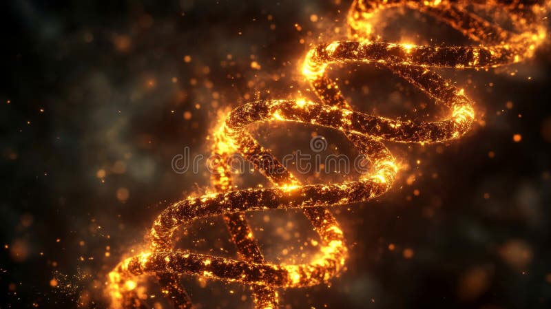 Fiery Glowing DNA Helix Strand Abstract Art Stock Photo - Image of dark ...
