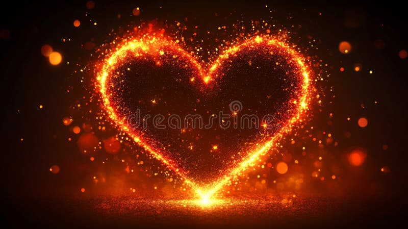 Fiery Glowing Heart Abstract Design Stock Illustration - Illustration ...