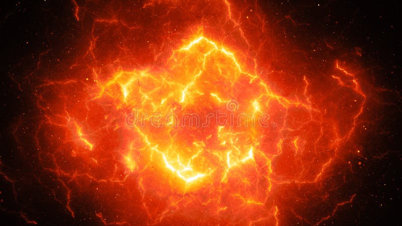 Fiery Glowing High Energy Lightning Stock Illustration - Illustration ...