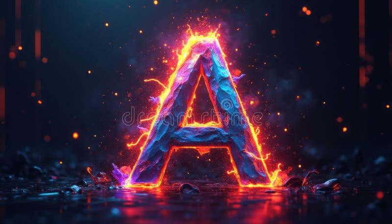 Fiery glowing letter a stock image. Image of modern - 356557011
