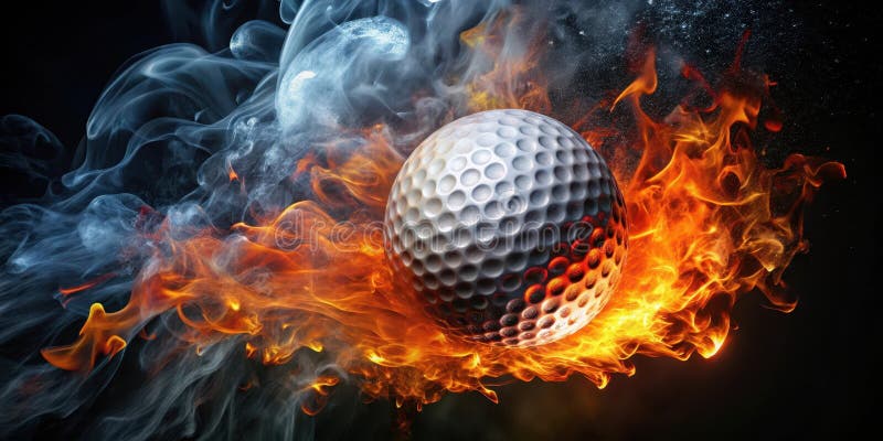 Fiery Golf Ball in Motion a Dynamic Image of a Golf Ball Surrounded by ...
