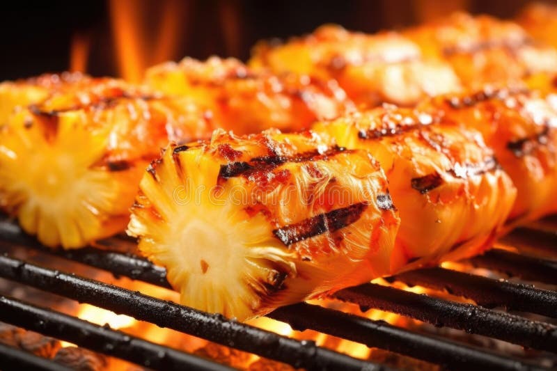 Fiery Grill Lines on a Pineapple Slice Stock Image - Image of fresh ...