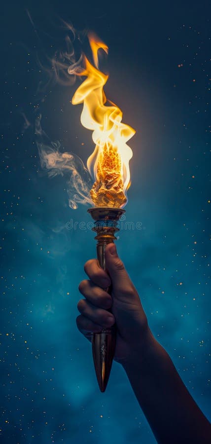 Fiery Hand Holding a Burning Torch. Generative Ai Stock Illustration ...
