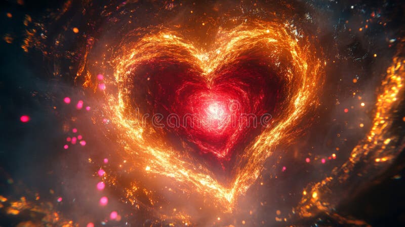Fiery Heart Abstract Background Glowing Red Orange Flame Energy Stock ...