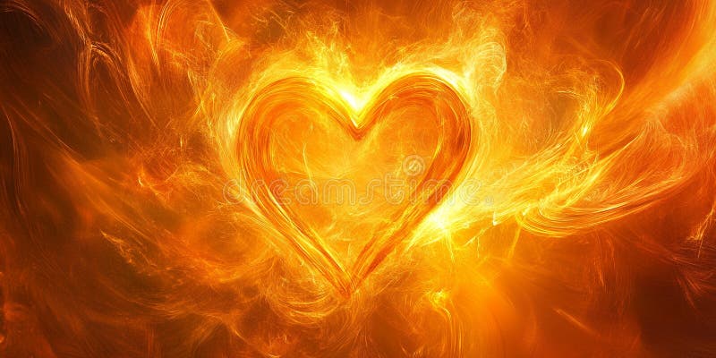 Fiery Heart Abstract Burning Passion Love and Energy Background Stock ...