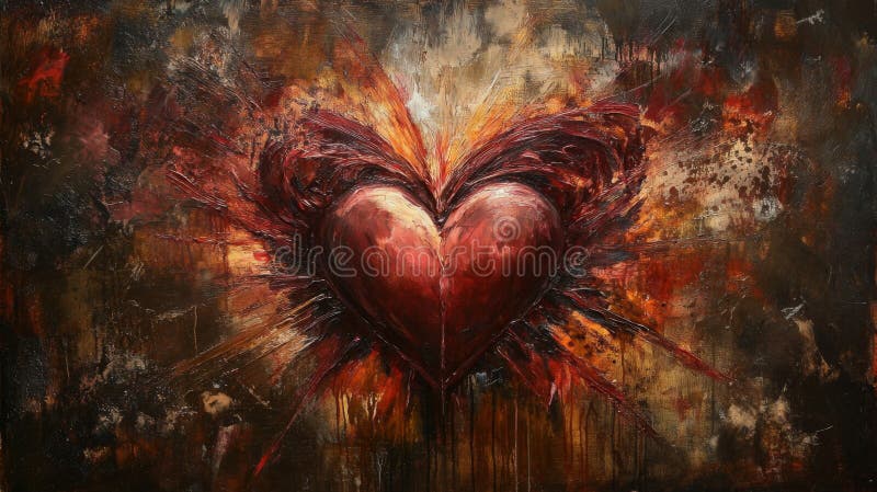 Fiery Heart: an Abstract Painting of Passion and Emotion Stock ...