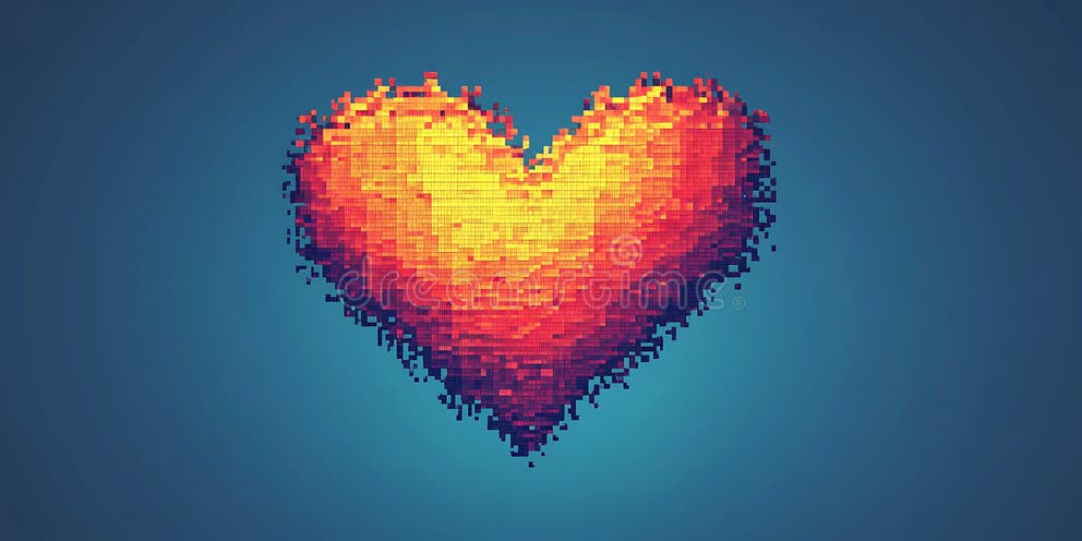 Fiery Heart Abstract Pixel Art Background Stock Illustration ...