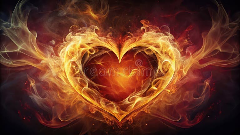 Fiery Heart Abstract Smoke and Flame Design Representing Passion ...