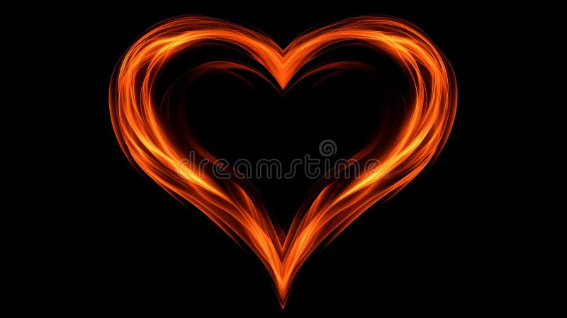 Fiery Heart Burning Love and Passion on Black Background Isolated ...