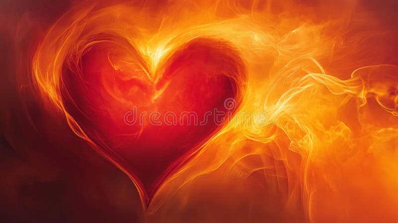 Fiery Heart Embracing Warmth and Light Stock Illustration ...