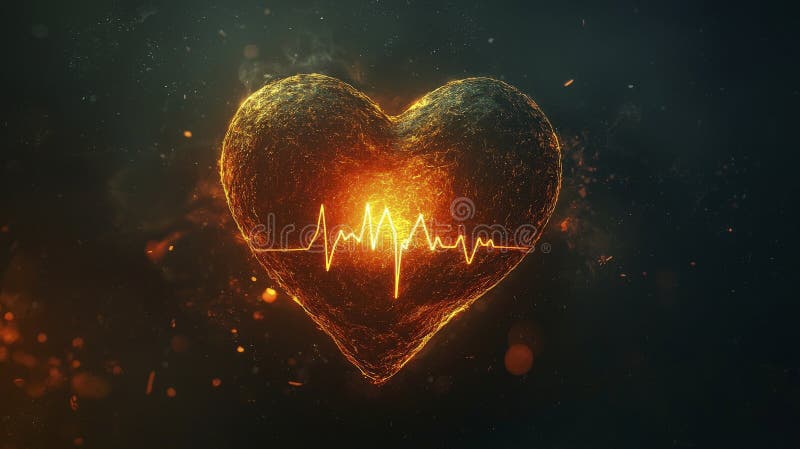 Fiery Heart with Energetic Visual Waveform Stock Illustration ...