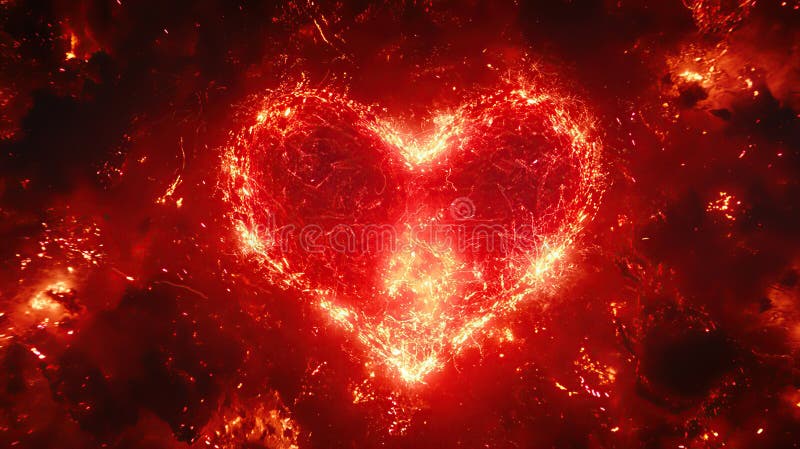 Fiery Heart Energy Cosmic Background, Love, Passion Stock Photo - Image ...