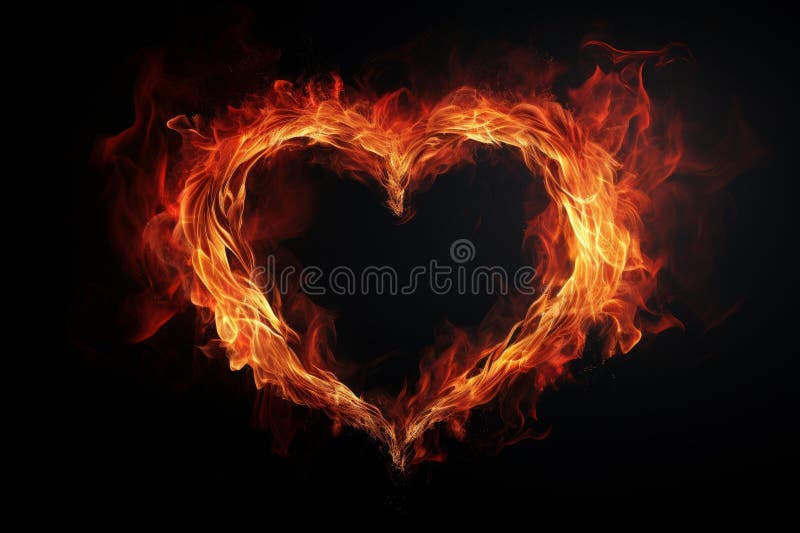 Fiery Heart Flame Frame Simple. Generate Ai Stock Illustration ...