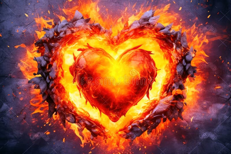 A Fiery Heart of Flames Created with Generative AI Technology Stock ...