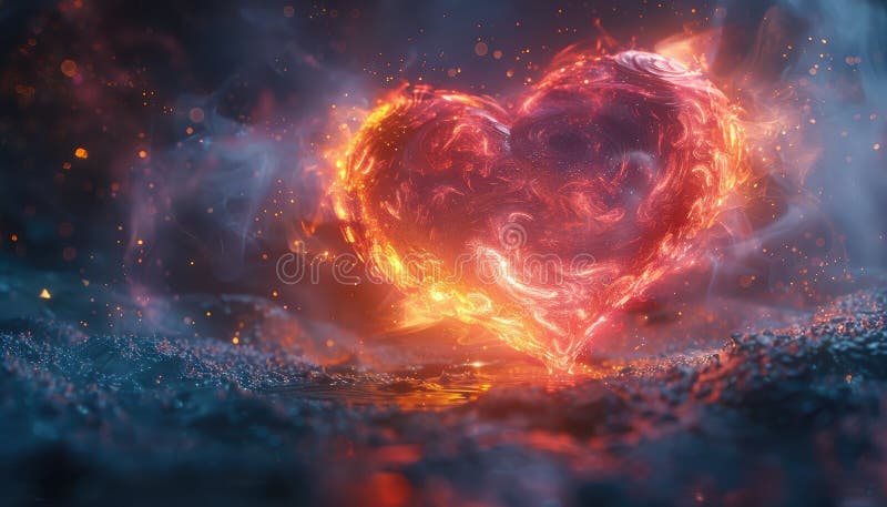 A fiery heart stock illustration. Illustration of share - 339736908