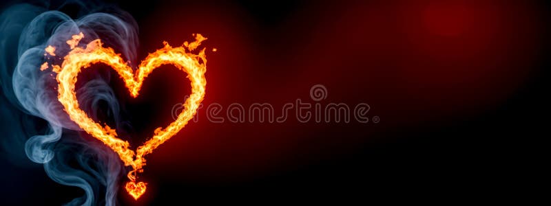 Fiery Heart Glowing with Intense Warmth Surrounded on Black Background ...