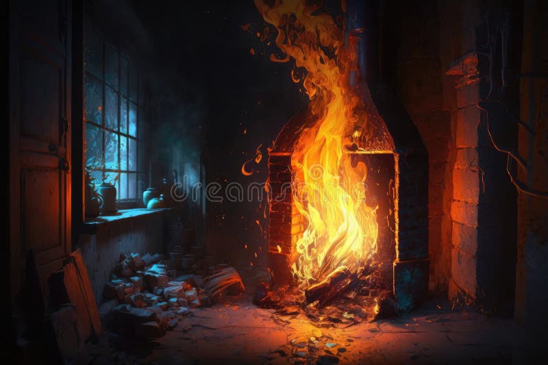 Fiery Heat Roasting the Night Air Realistic. Generative AI Stock ...