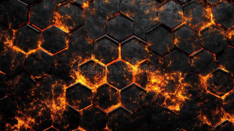 Fiery Hexagonal Pattern Background Technology Gaming Themes Stock ...