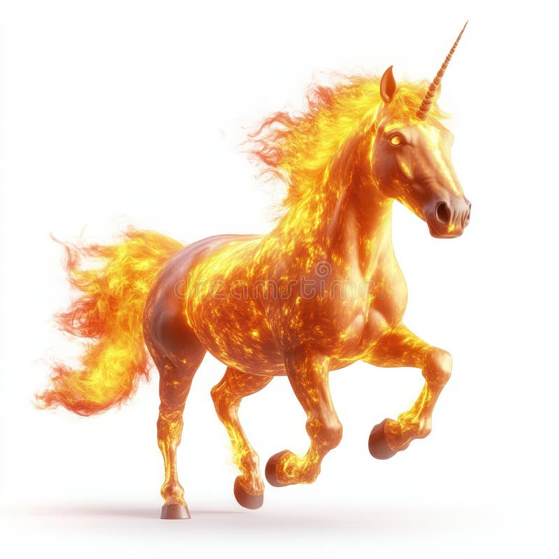 Fiery Horse with Glowing Mane and Tail Gallops Majestically Stock ...