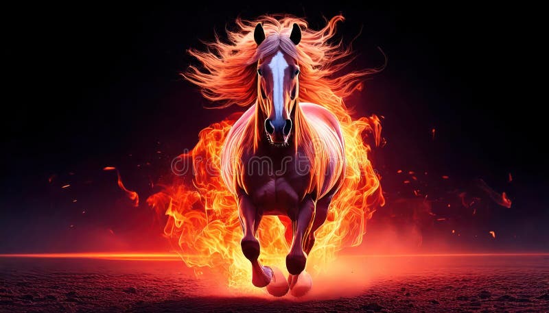 Fiery Horse Running stock illustration. Illustration of mythology ...