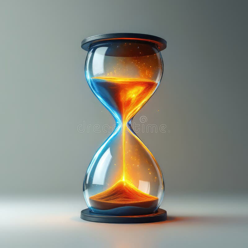 Fiery Hourglass: a Surreal, Glowing Timepiece Stock Illustration ...