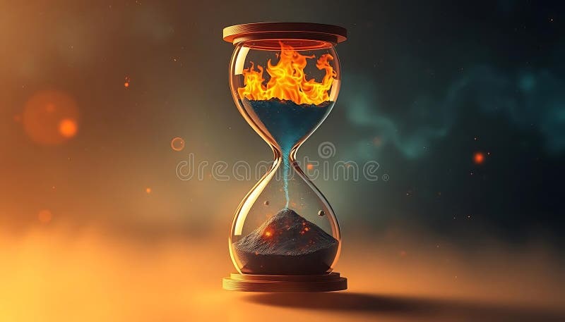 Fiery Hourglass: Time and Destruction Stock Illustration - Illustration ...