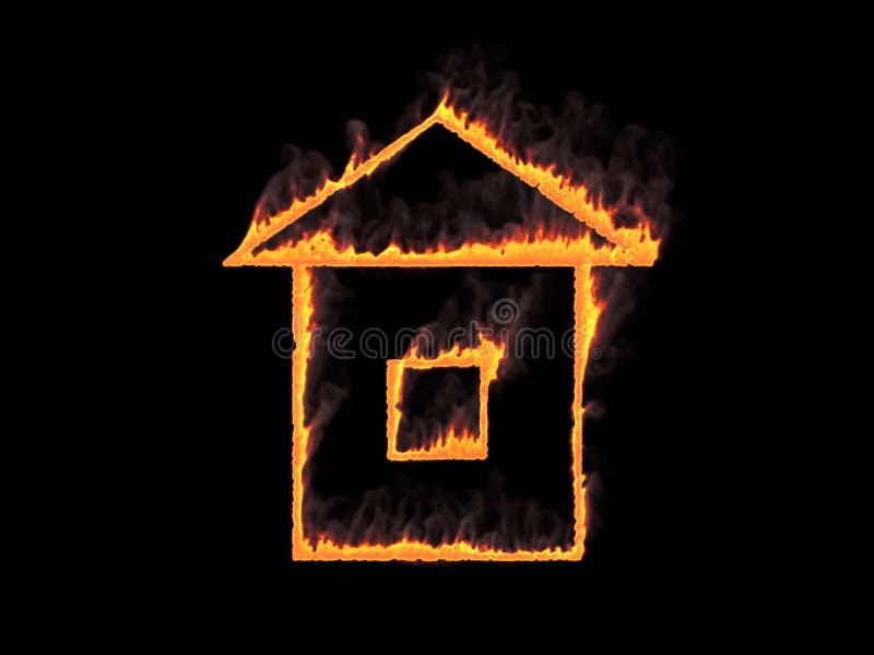 Fiery House Icon with Smoke. 3d Render. Graphic Illustration Stock ...