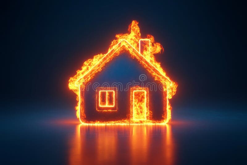 Fiery House Representing Insurance, Property Damage, and the ...