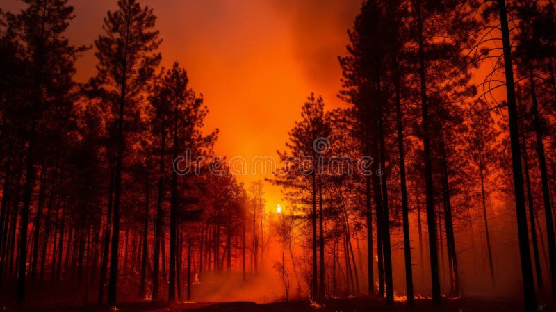The Fiery Hues of a Forest Fire Stock Illustration - Illustration of ...