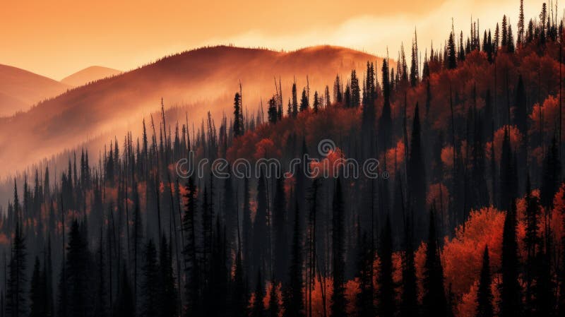 The Fiery Hues of a Forest Fire Stock Image - Image of scene, season ...