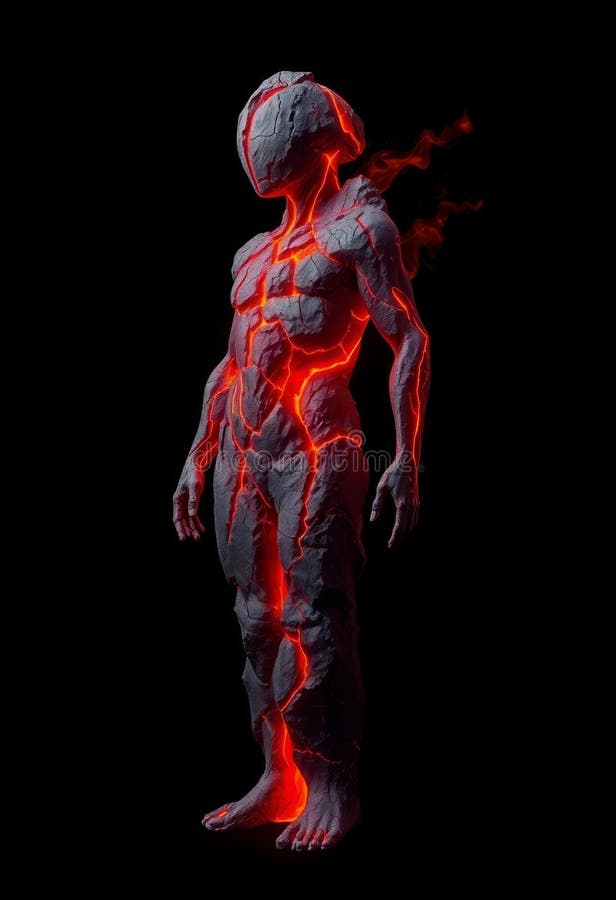Fiery Humanoid in Lava Cracks Stock Illustration - Illustration of ...