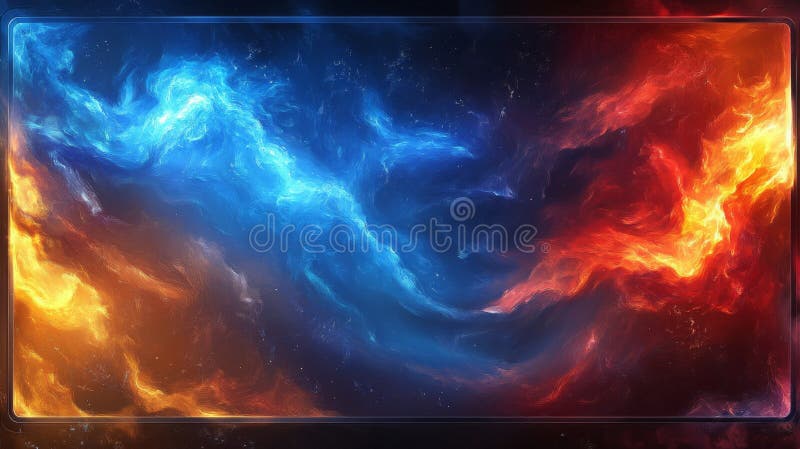 Fiery and Icy Cosmic Nebula Abstract Background Stock Illustration ...