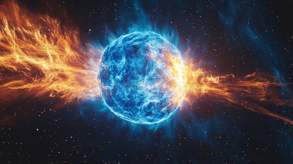Fiery and Icy Cosmic Star Explosion in Space Stock Illustration ...