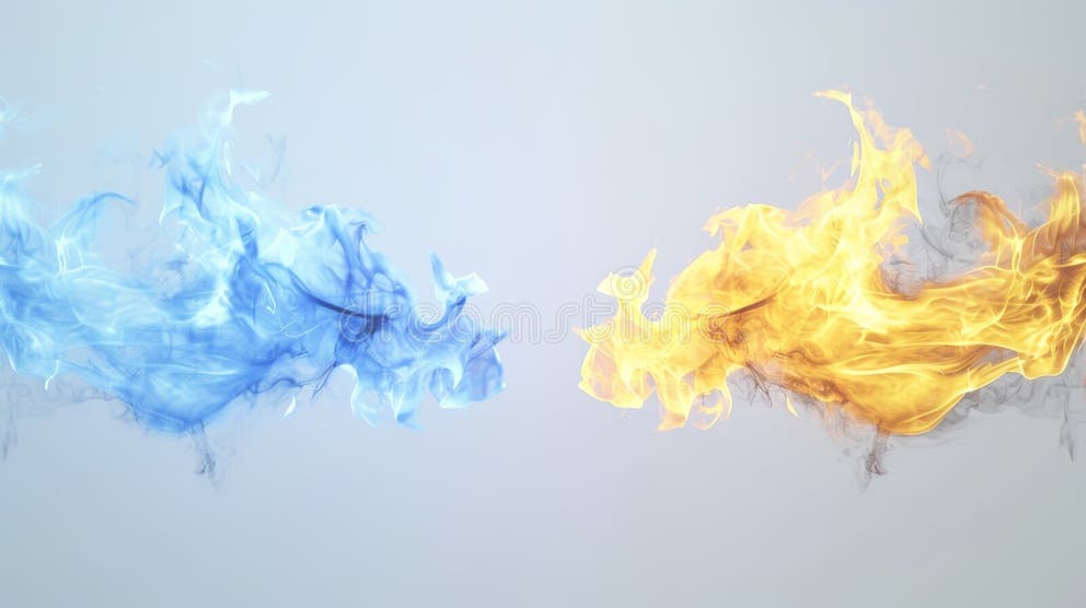 Fiery and Icy Flames Colliding in a Dramatic Visual Contrast Stock Photo - Image of aigenerated ...