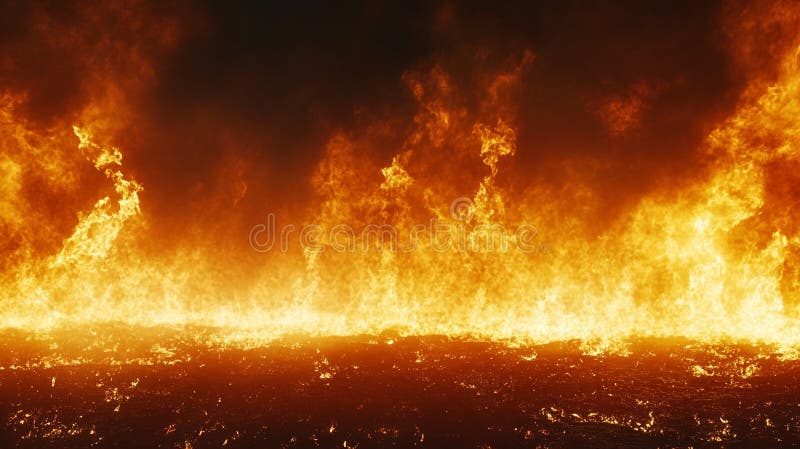 Fiery Inferno Background Blazing Wall of Flames Stock Image - Image of ...