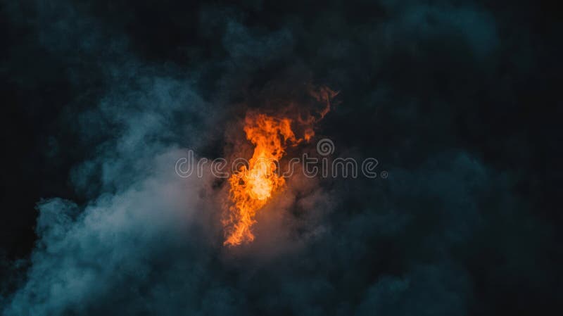Fiery Inferno Burning Bright through Dark Smoke Stock Illustration ...