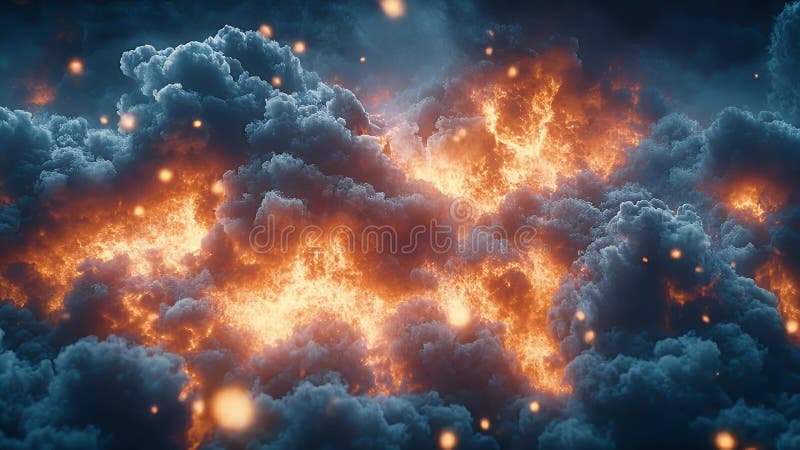 Fiery Inferno Cloudscape stock footage. Video of cosmic - 388411378