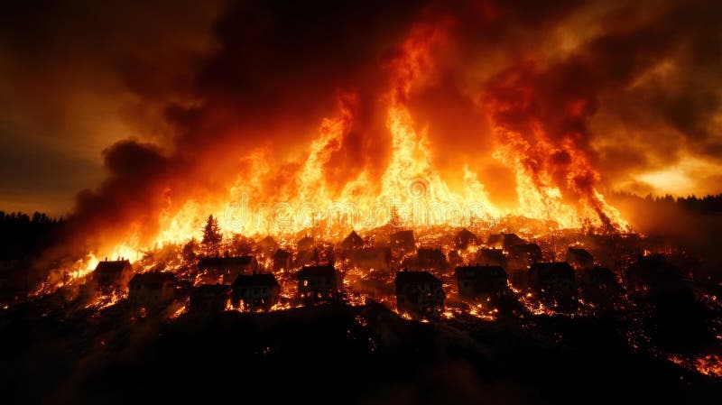 Fiery Inferno Consumes Homes in a Devastating Wildfire, a Dramatic ...