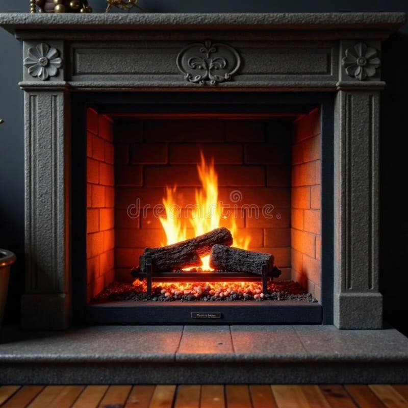 Fiery Inferno Crackles in a Glass Fronted Fireplace, Glass Fireplace ...