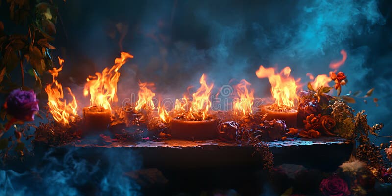 Fiery Inferno Dramatic Burning Scene Stock Photo - Image of effects ...