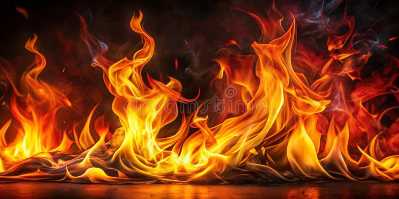 Fiery Inferno a Dramatic Display of Vivid Orange and Yellow Flames ...