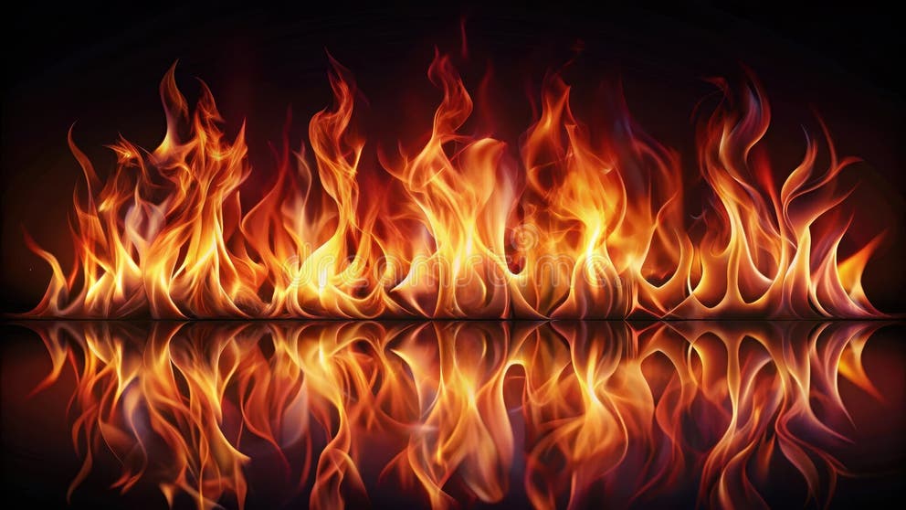 Fiery Inferno a Dramatic Reflection of Blazing Flames, Simulating a ...