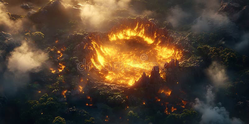 Fiery Inferno a Dramatic Visual of Burning Destruction Stock ...