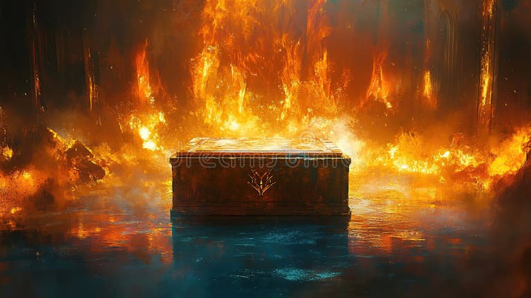 Fiery Inferno Engulfing Ancient Chest Stock Photo - Image of ...