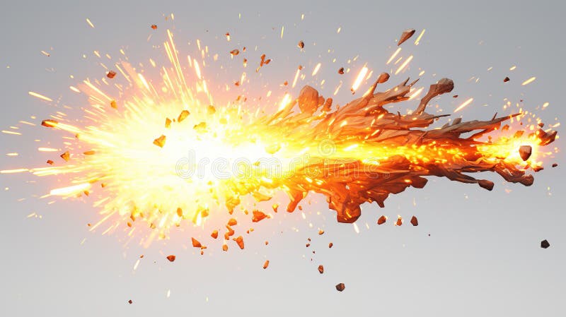 Fiery Inferno: Fireball Explosion with Flying Particles and Flames ...