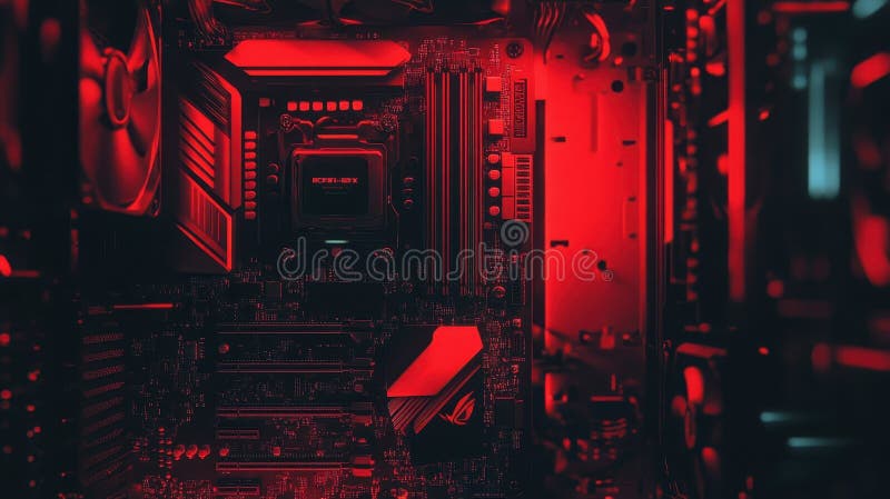 Fiery Inferno: Red-Lit Motherboard & Cooling System - High Performance ...