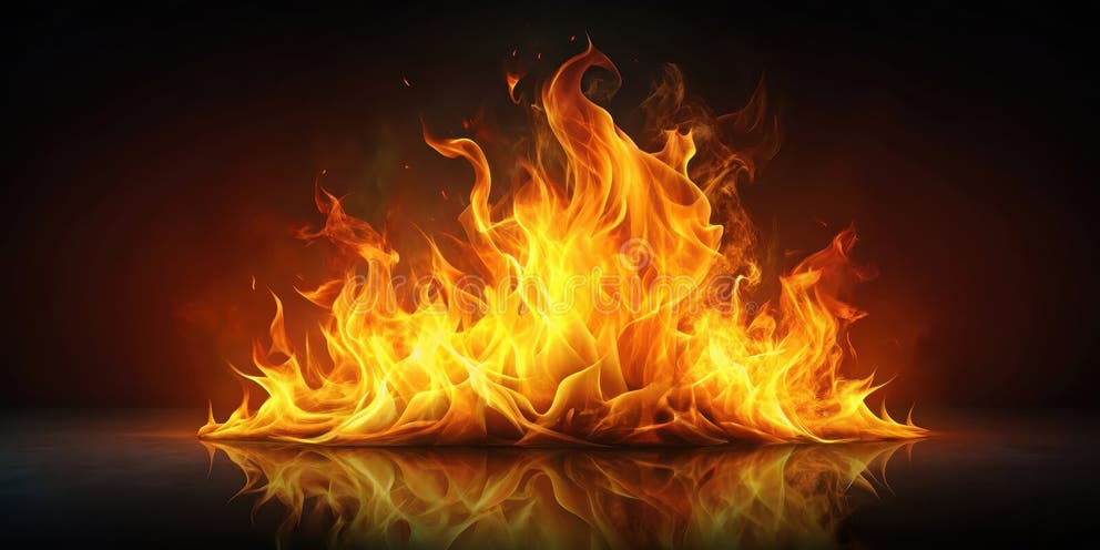 Fiery Inferno Reflection a Dramatic Image of Intense Flames and Their ...
