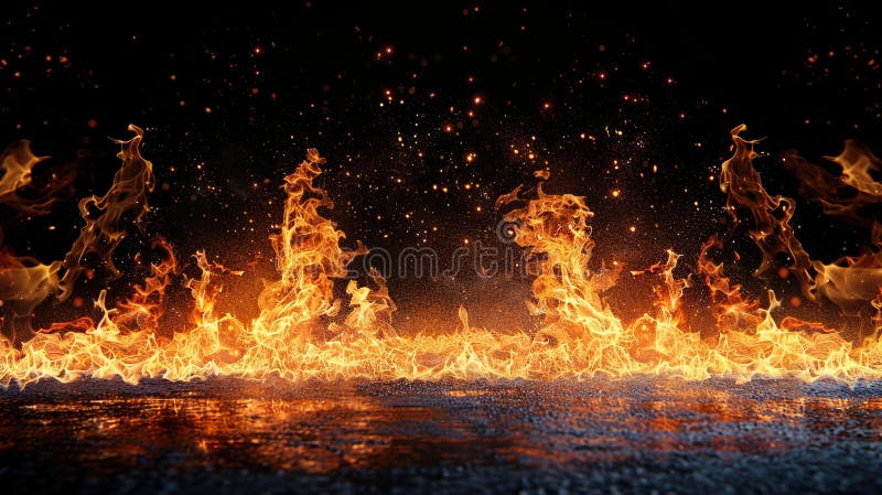 Fiery Inferno Reflection stock illustration. Illustration of torch ...